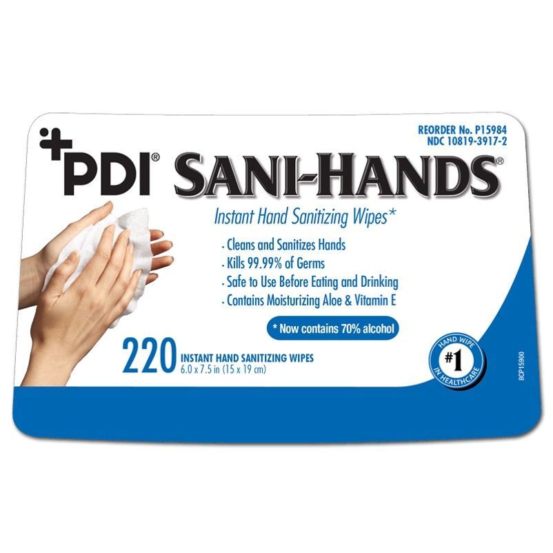 PDI Sani-Hands® Hand-Sanitizing Wipes (6" x 7½")