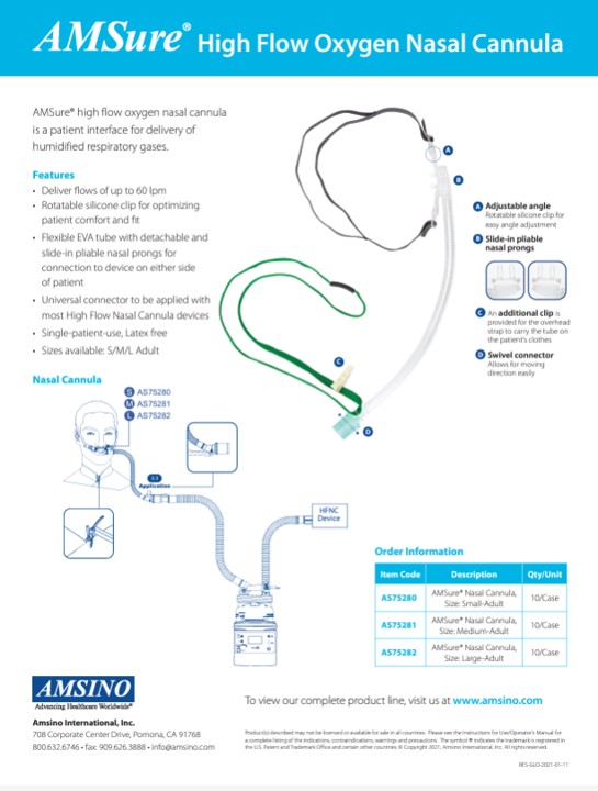 Amsino AMSure® Nasal Cannula (7' Tubing, High Flow)